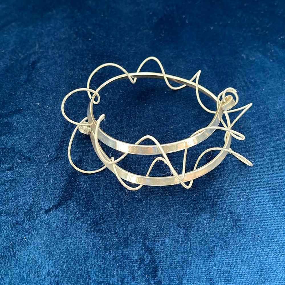 Sterling Silver Bangle Bracelet Unique Bangle Stateme… - Gem